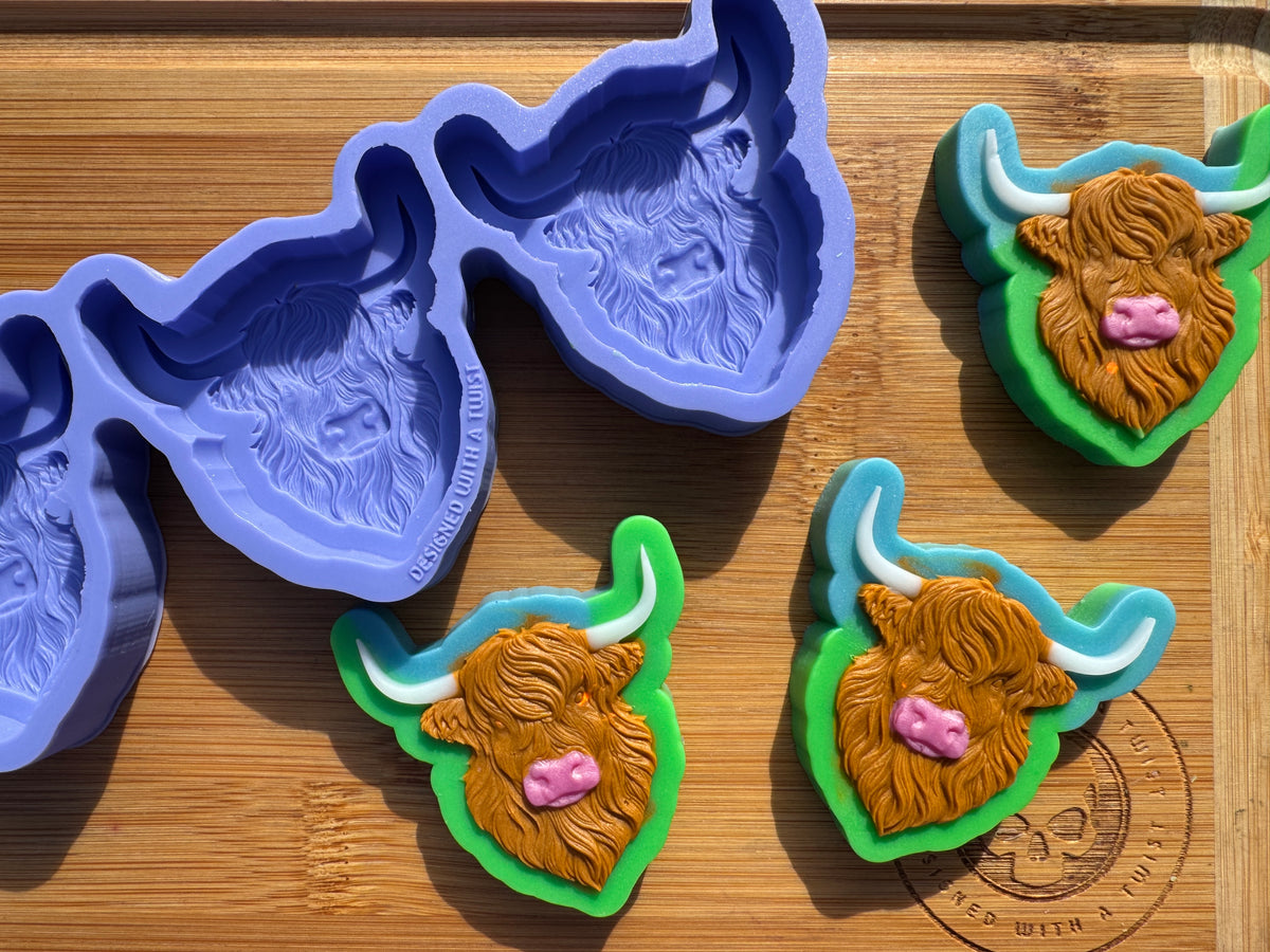 3D Highland Cow Silicone Mold Trio | Designed with a Twist