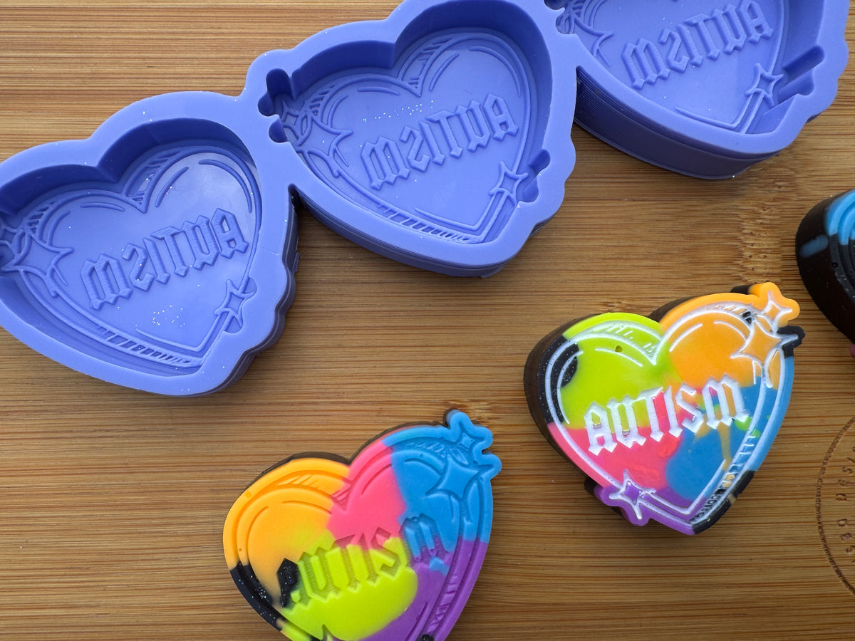 Autism Invisible Illness Awareness Heart Silicone Trio Mold | Designed ...