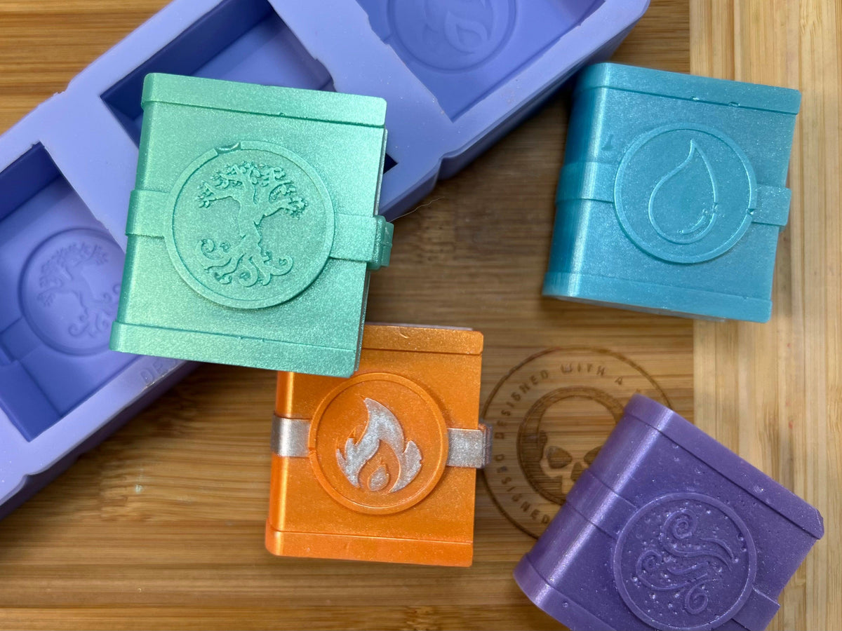 3D Elemental Spell books Wax Melt Silicone Mold | Designed with a Twist